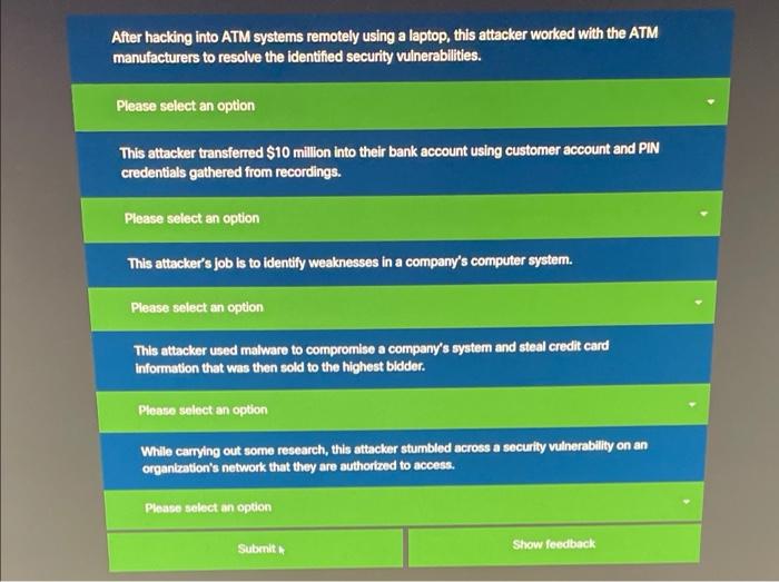 Solved After hacking into ATM systems remotely using a | Chegg.com