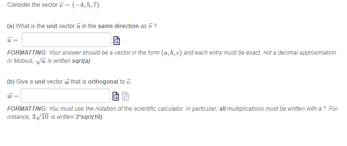 Solved Consider the vector v⃗ =(−4,5,7)Consider the vector | Chegg.com