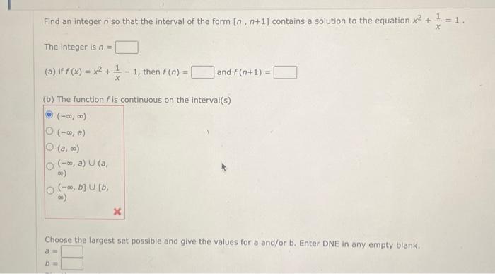 Solved Find an integer n so that the interval of the form | Chegg.com