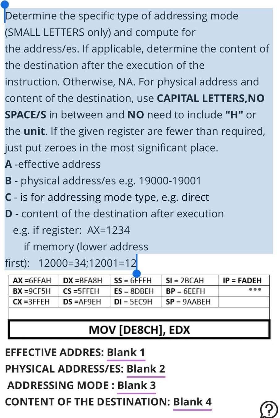 Solved Determine the specific type of addressing mode (SMALL | Chegg.com