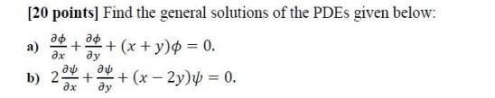Solved [20 points] Find the general solutions of the PDEs | Chegg.com