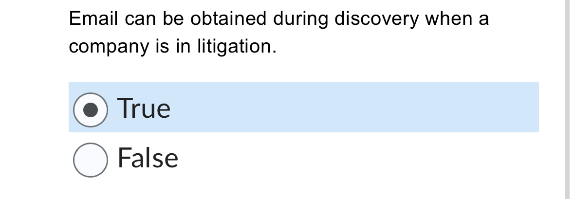 Solved Email can be obtained during discovery when a company | Chegg.com