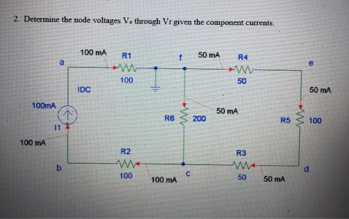 Solved 2. Determine the node voltages Va through Vi given | Chegg.com