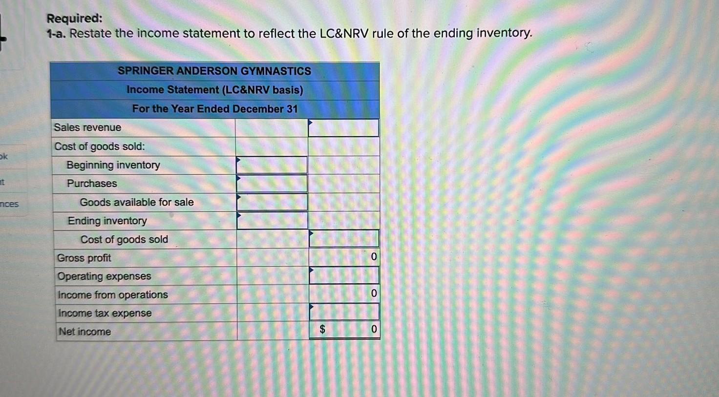 Solved Required: 1-a. Restate the income statement to | Chegg.com