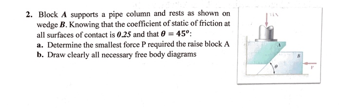 Solved 2. Block A supports a pipe column and rests as shown | Chegg.com