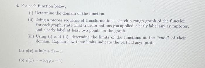 Solved 4. For each function below, (i) Determine the domain | Chegg.com