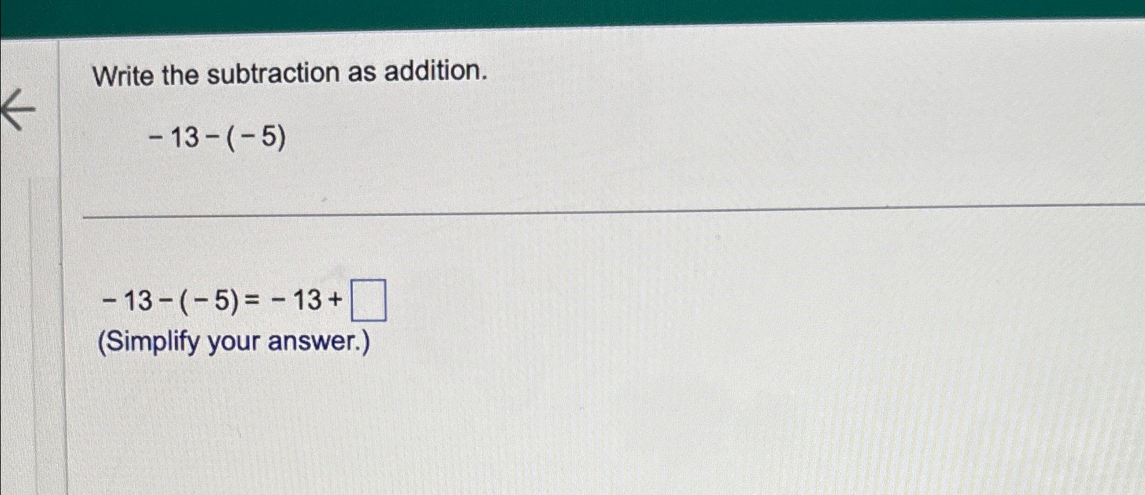 Solved Write the subtraction as | Chegg.com
