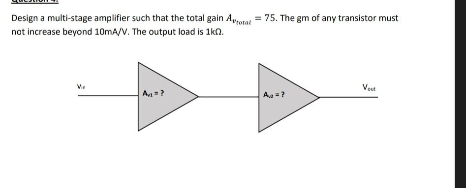 Solved Design a multi-stage amplifier such that the total | Chegg.com
