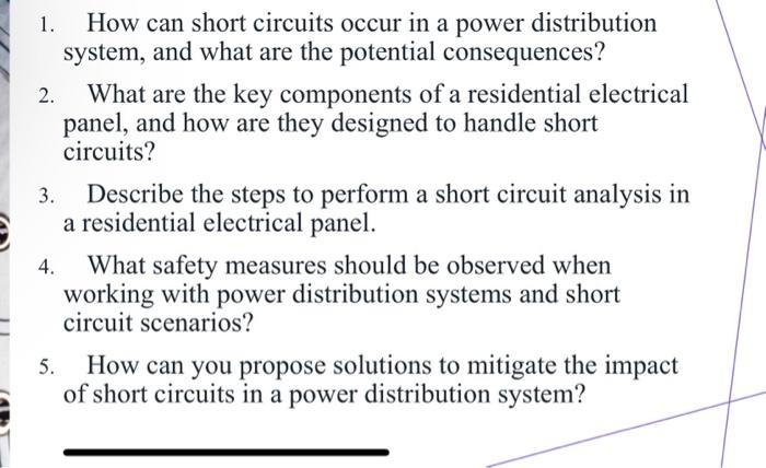 Solved 1. How can short circuits occur in a power | Chegg.com