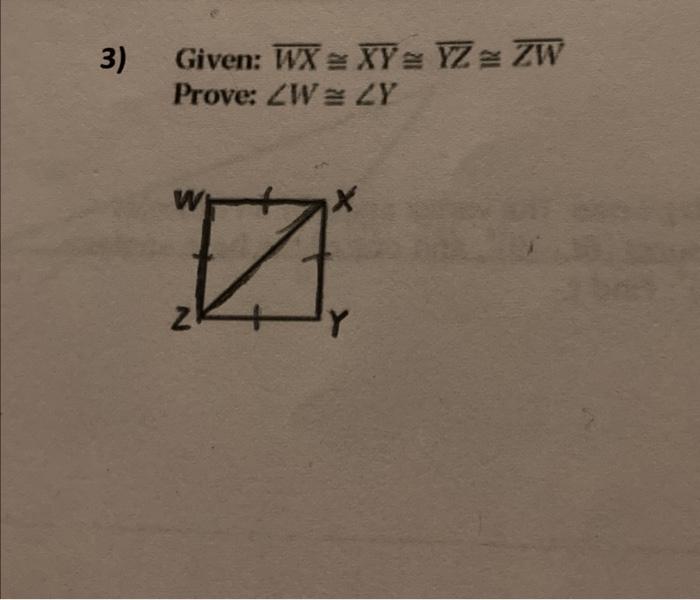 Solved WX≅XY≅YZ≅ZW∠W≅∠Y | Chegg.com
