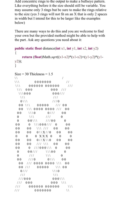Add concentric rings to the output to make a bullseye | Chegg.com