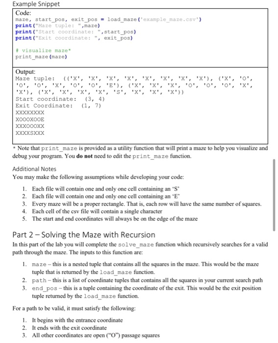 Solved Use recursion. Solvable Maze 1 is given as an | Chegg.com