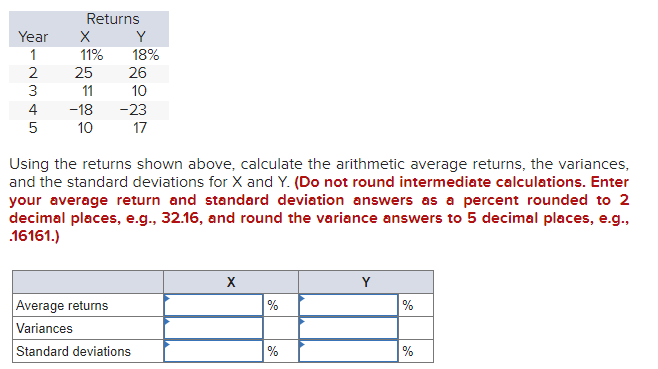 Solved (3) ﻿Using the returns shown above, calculate the | Chegg.com