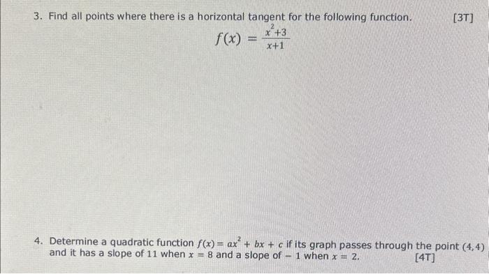 Solved 3. Find all points where there is a horizontal | Chegg.com