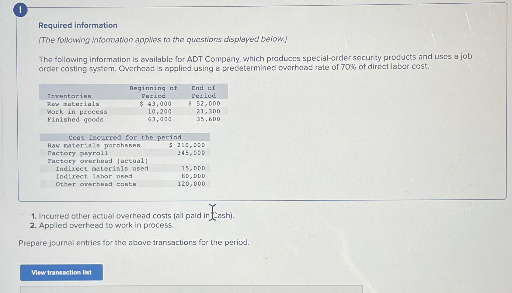 Solved !Required information[The following information | Chegg.com