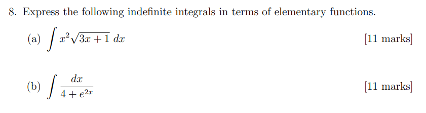 Solved Express the following indefinite integrals in terms | Chegg.com