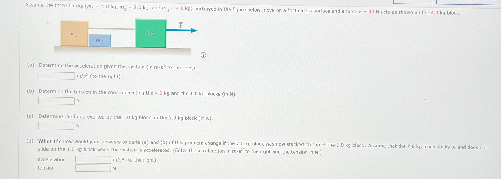 (a) ﻿Determine the acceleration given this system (in | Chegg.com