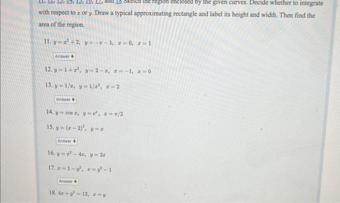 Solved with respect to x or y. Draw a typical approximating | Chegg.com