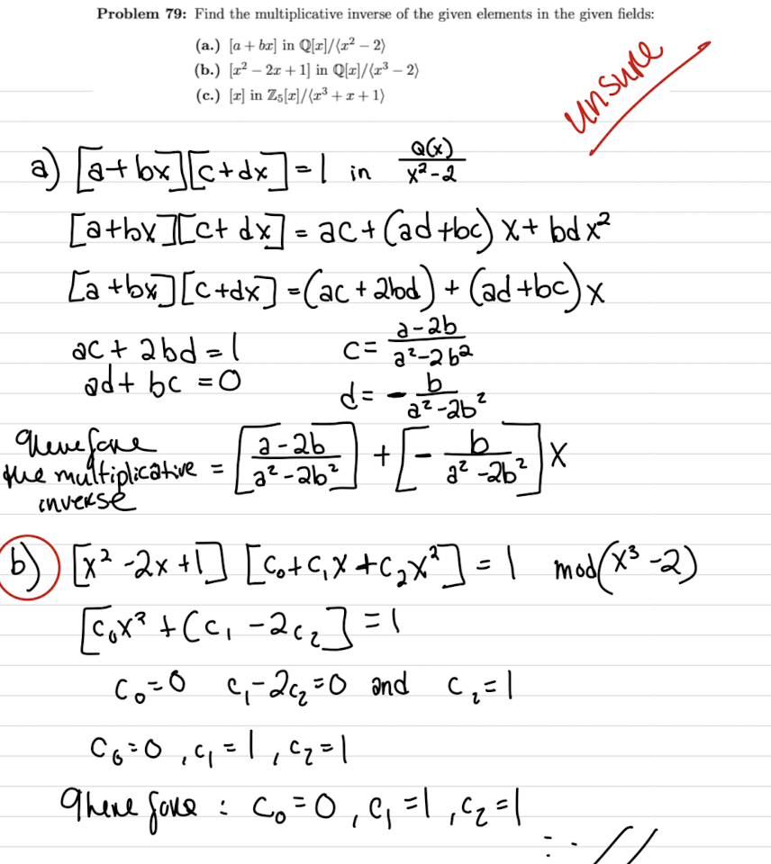 Solved need help with A and B only!! my work is shown | Chegg.com