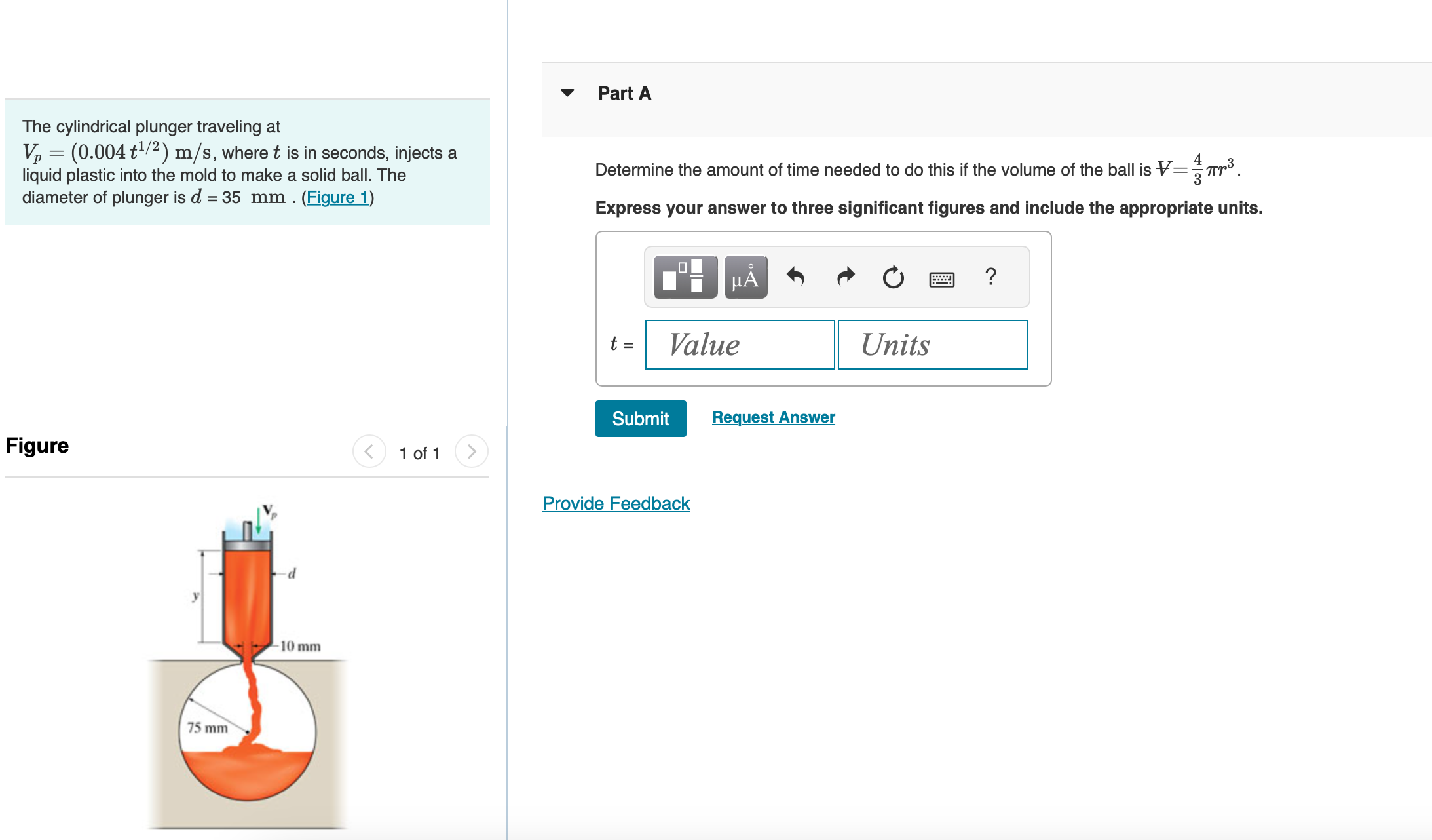 The cylindrical plunger traveling atVp=(0.004t12)ms, | Chegg.com