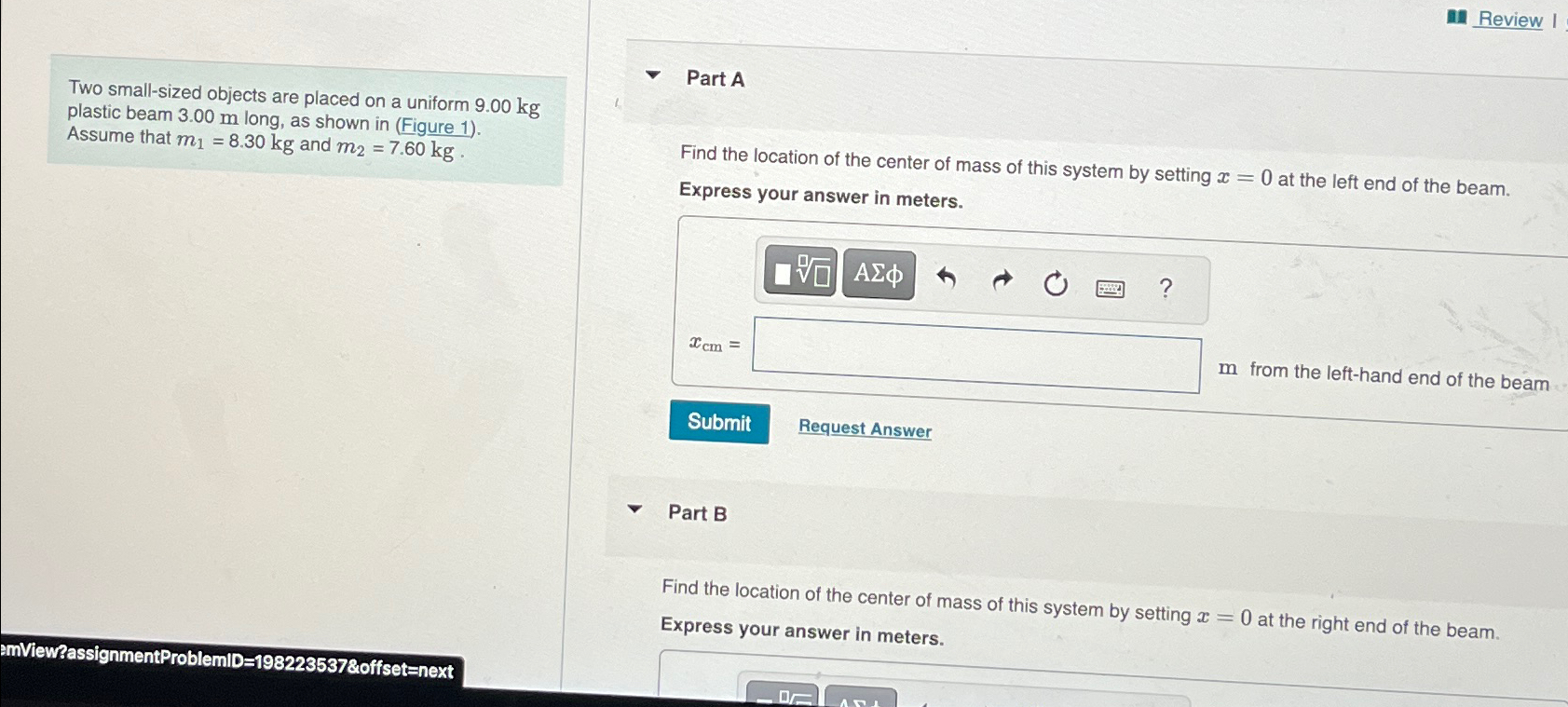 Two small-sized objects are placed on a uniform | Chegg.com