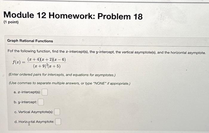 Solved Fof the following function, find the x-intercept(s), | Chegg.com