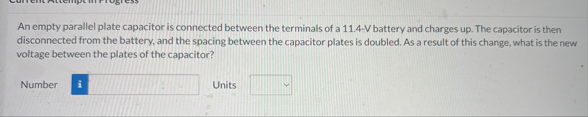 Solved An empty parallel plate capacitor is connected | Chegg.com
