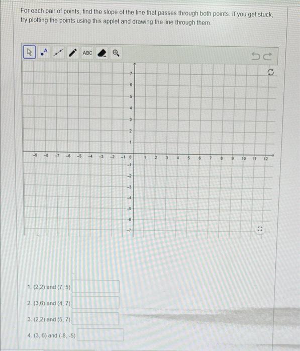 Solved For each pair of points, find the slope of the line | Chegg.com