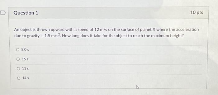 Solved An object is thrown upward with a speed of 12 m/s on | Chegg.com