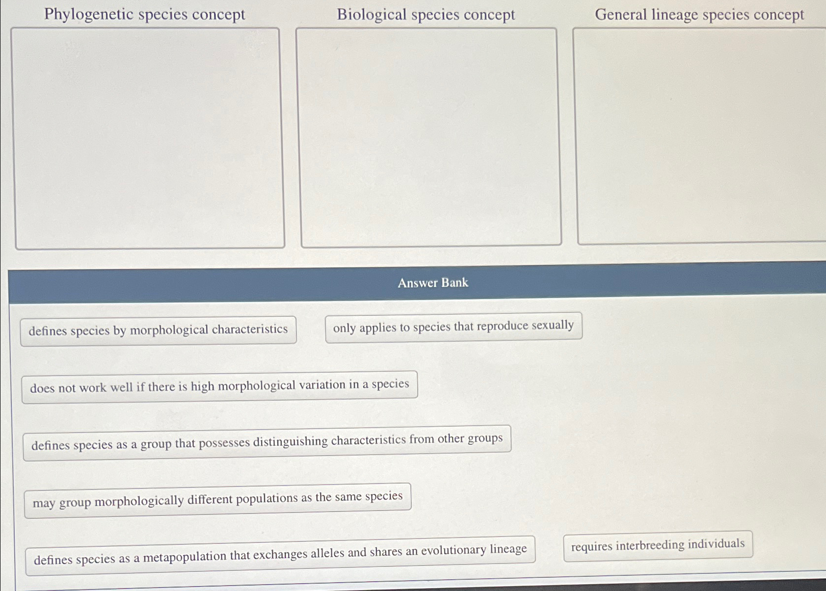 Solved Phylogenetic species conceptBiological species | Chegg.com