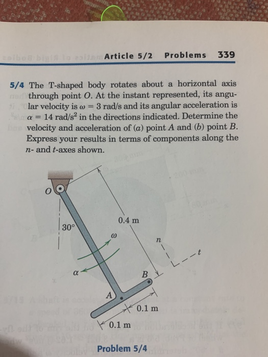 Solved bo Article 5/2 Problems 339 5/4 The T-shaped body | Chegg.com