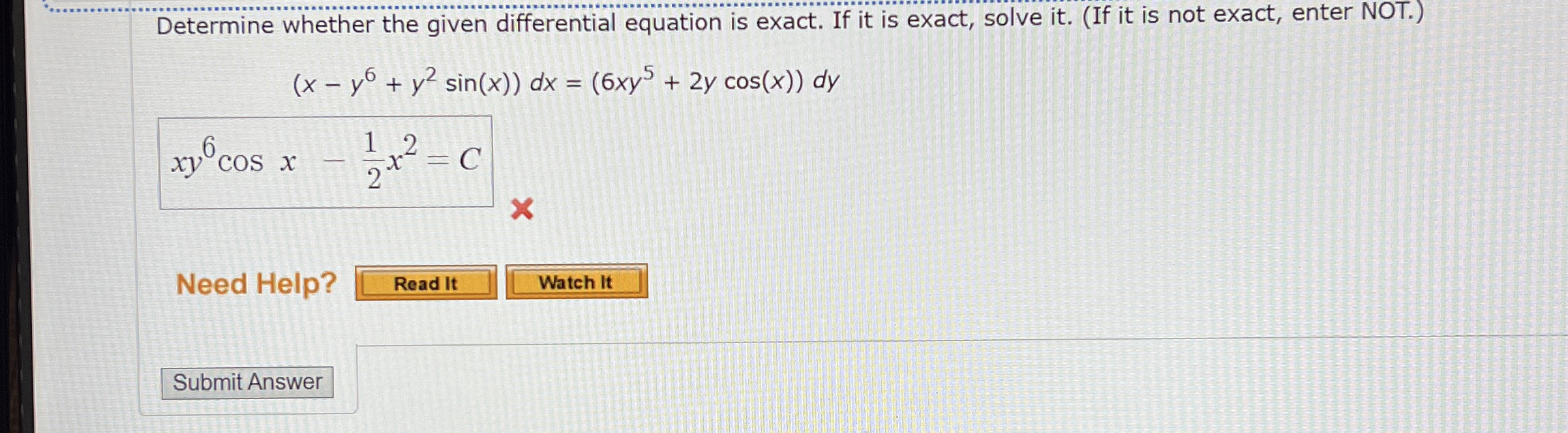 Solved Determine whether the given differential equation is | Chegg.com
