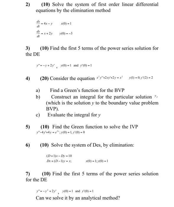 Solved (10) Solve the system of first order linear | Chegg.com