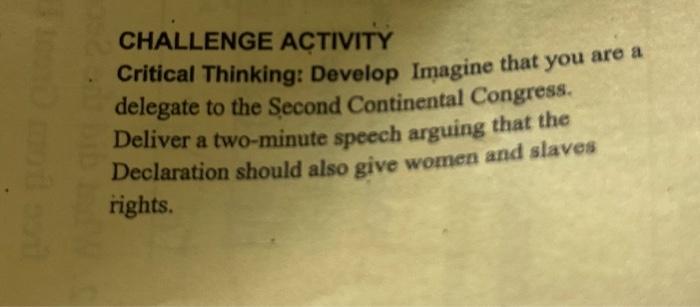 CHALLENGE ACTIVITYY Critical Thinking: Develop | Chegg.com