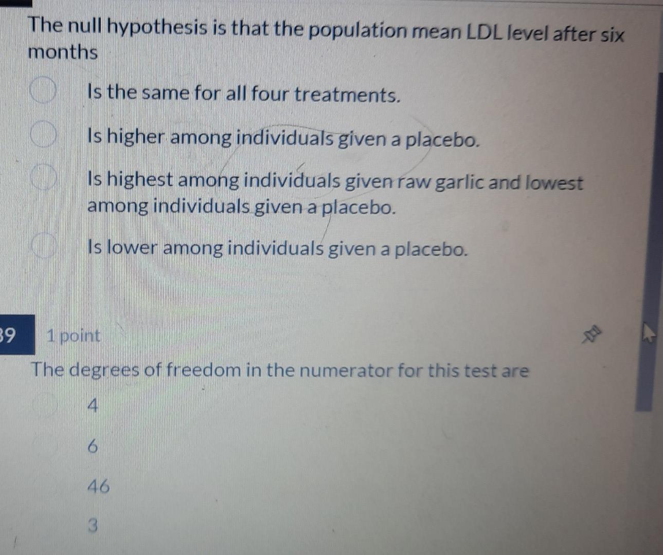 Solved In an experiment on the effect of garlic on blood | Chegg.com