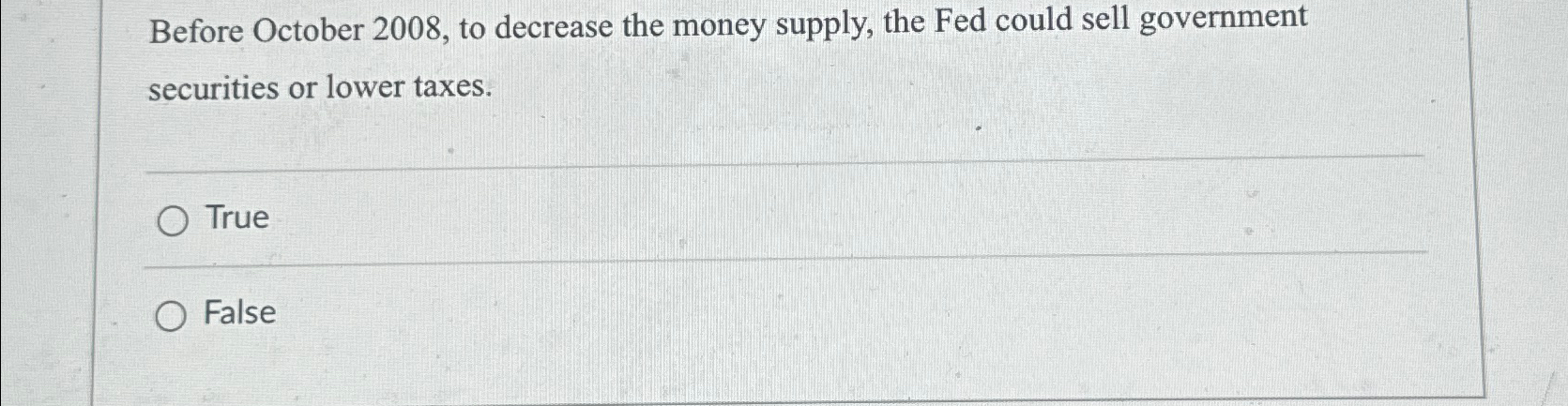 Solved Before October 2008, ﻿to decrease the money supply, | Chegg.com