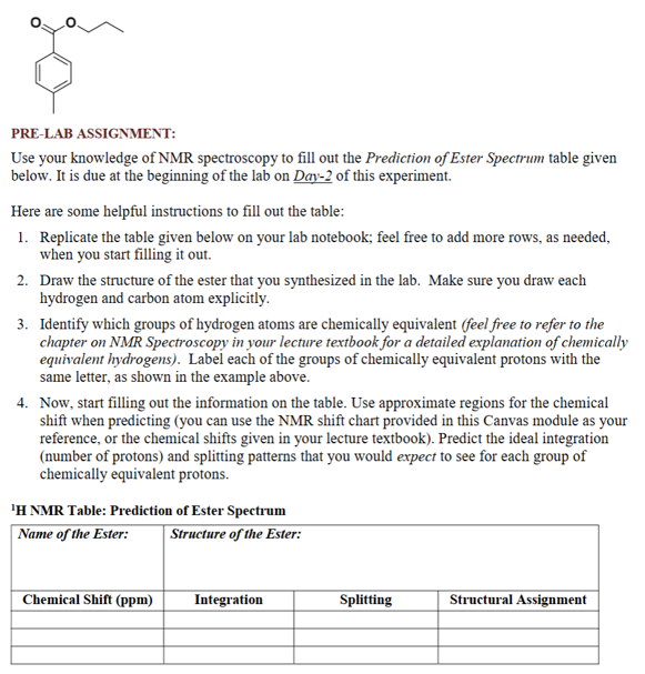 Solved PRE-LAB ASSIGNMENT:Use your knowledge of NMR | Chegg.com