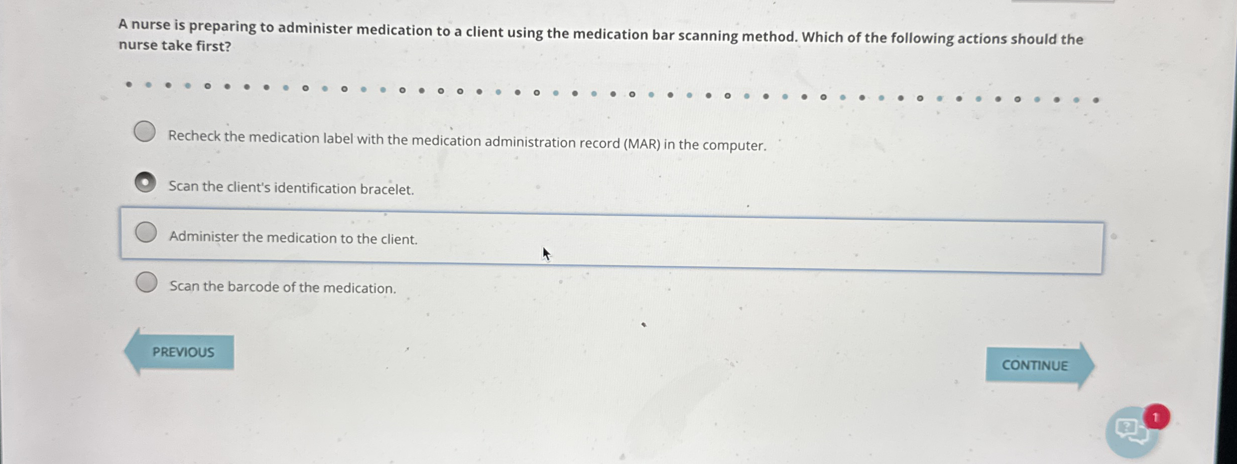 Solved A nurse is preparing to administer medication to a | Chegg.com