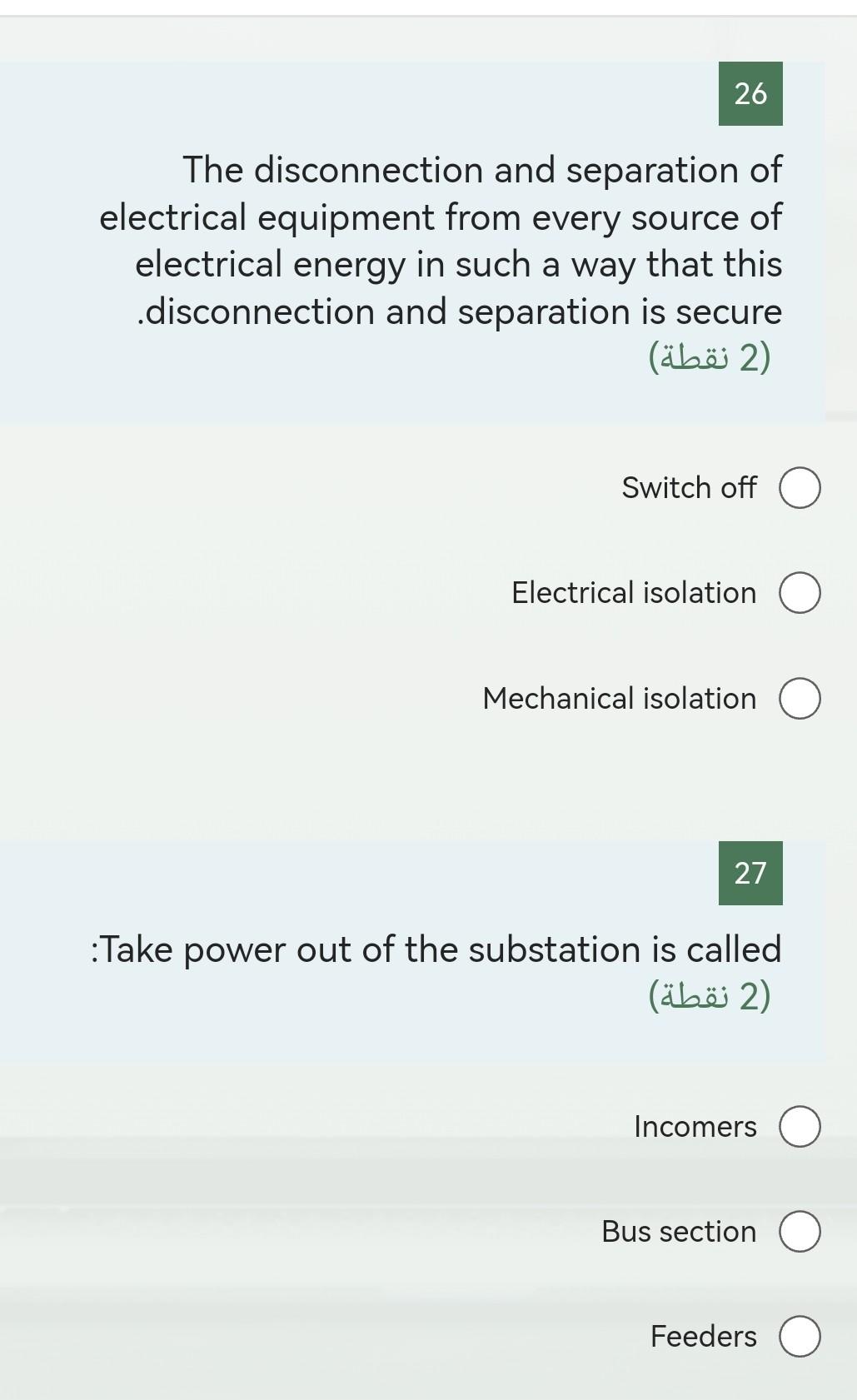 Solved The disconnection and separation of electrical | Chegg.com