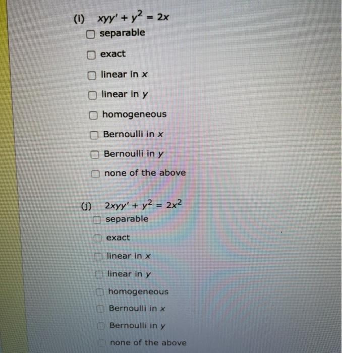 Solved (c) (x + 1) - -y + 15 separable exact linear in x | Chegg.com