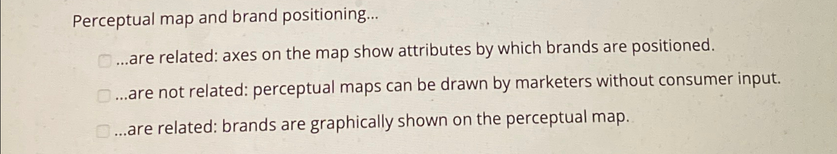 Solved Perceptual map and brand positioning...are related: | Chegg.com