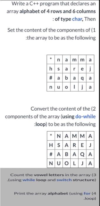 Solved Write A C Program That Declares An Array Alphabet