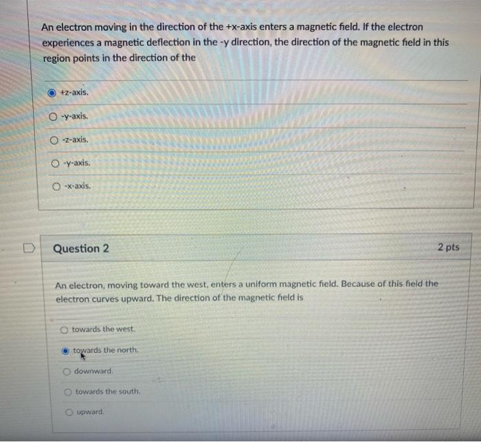 Solved An electron moving in the direction of the +x-axis | Chegg.com