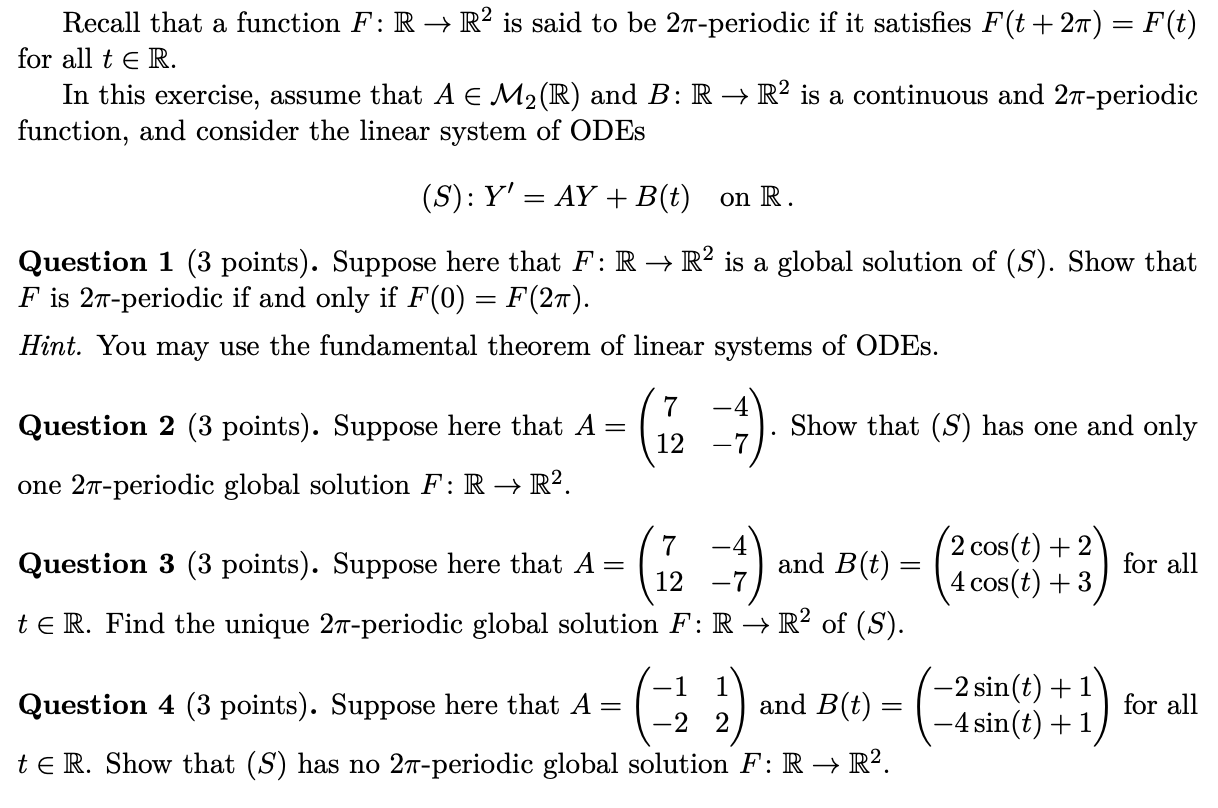 Solved System of ODEs of first order question | Chegg.com