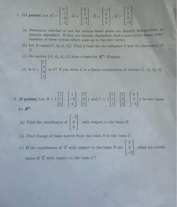 Solved 1. (11 points) Let | Chegg.com