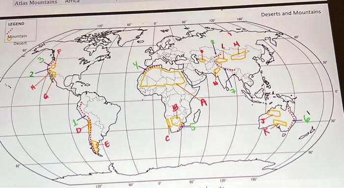 Solved 1. On the world map on the following slide, label the | Chegg.com