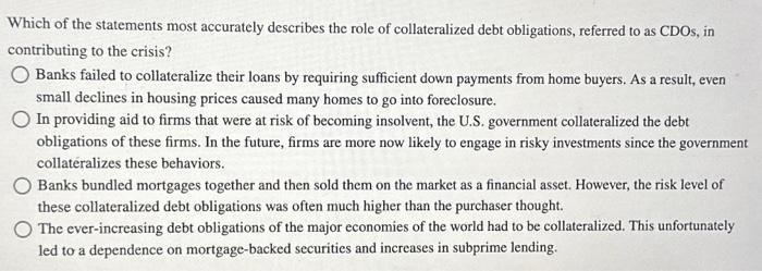 Solved Which of the statements most accurately describes the | Chegg.com