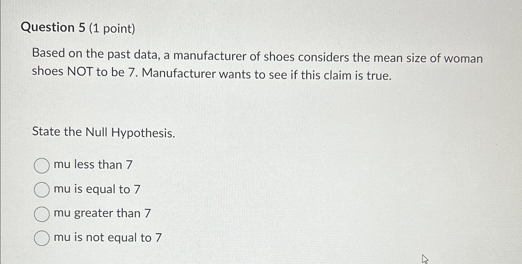 Solved Question 5 (1 ﻿point)Based on the past data, a | Chegg.com