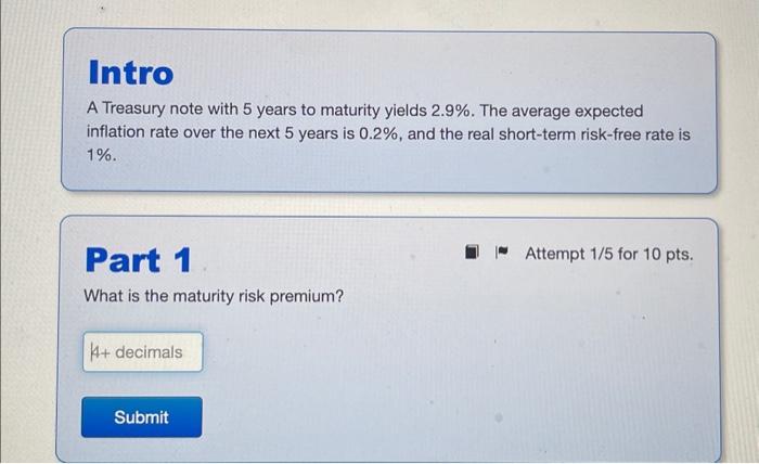Solved intero A Treasury note with 5 years to maturity | Chegg.com