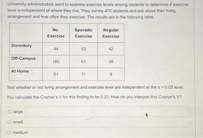 University administrators want to examine exercise | Chegg.com